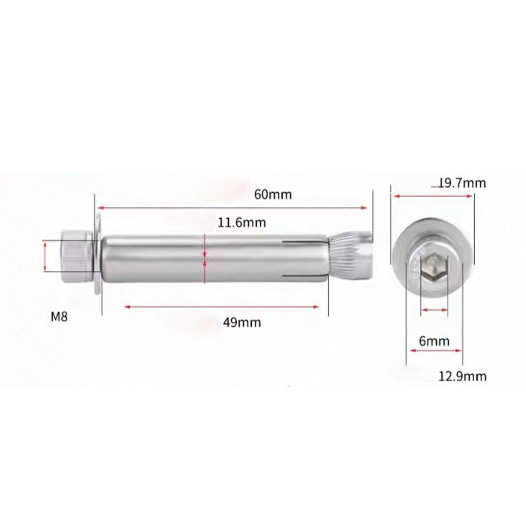 Steel 8x60 Rawl Bolt Anchor/ Shell – Compass Supply